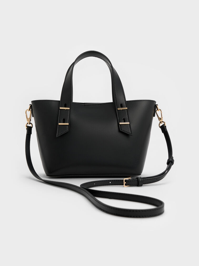 Black Mini Shania Double-Handle Tote Bag - CHARLES & KEITH LU