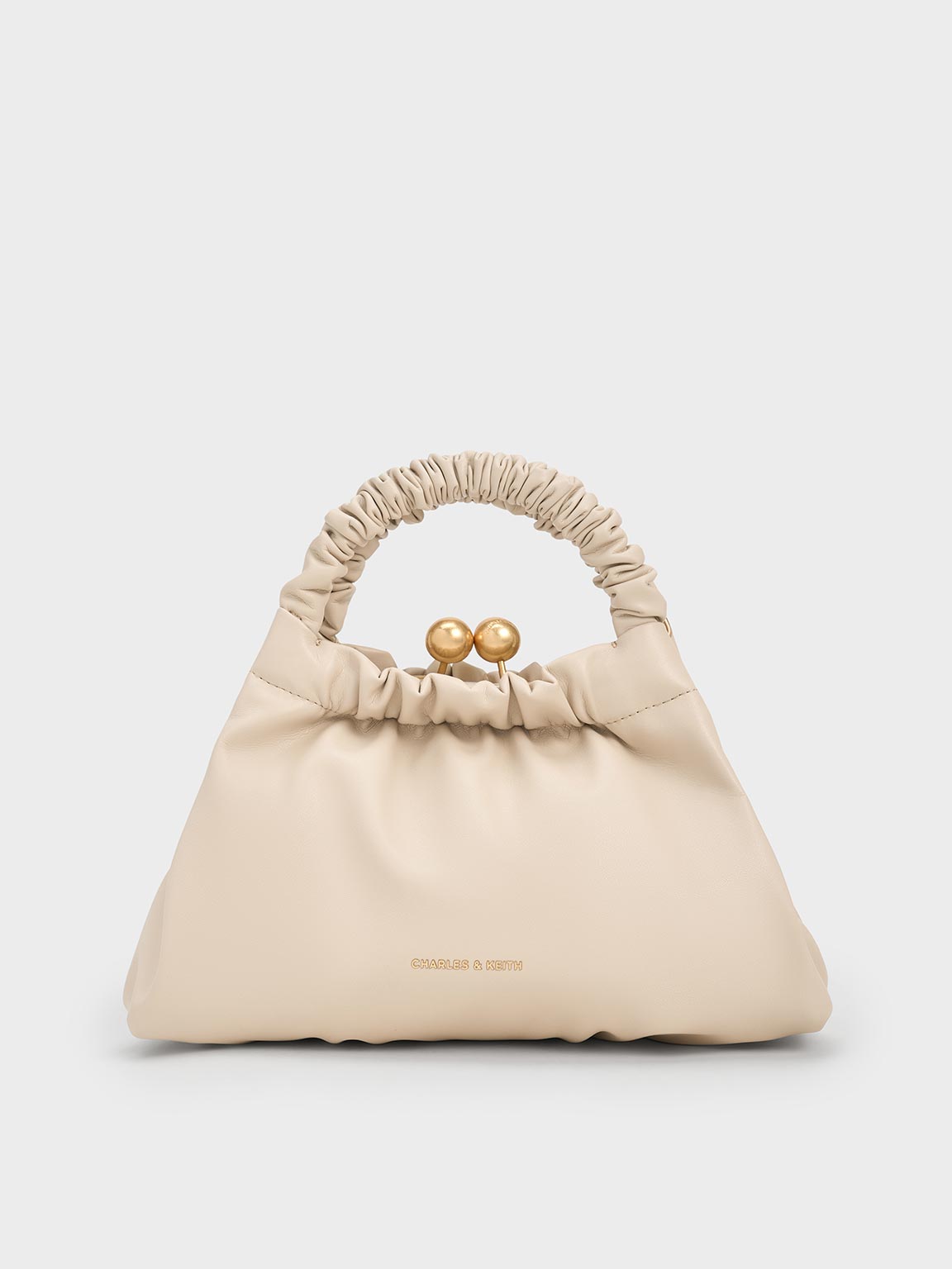 Beige Eve Ruched-Handle Trapeze Bag - CHARLES & KEITH PL