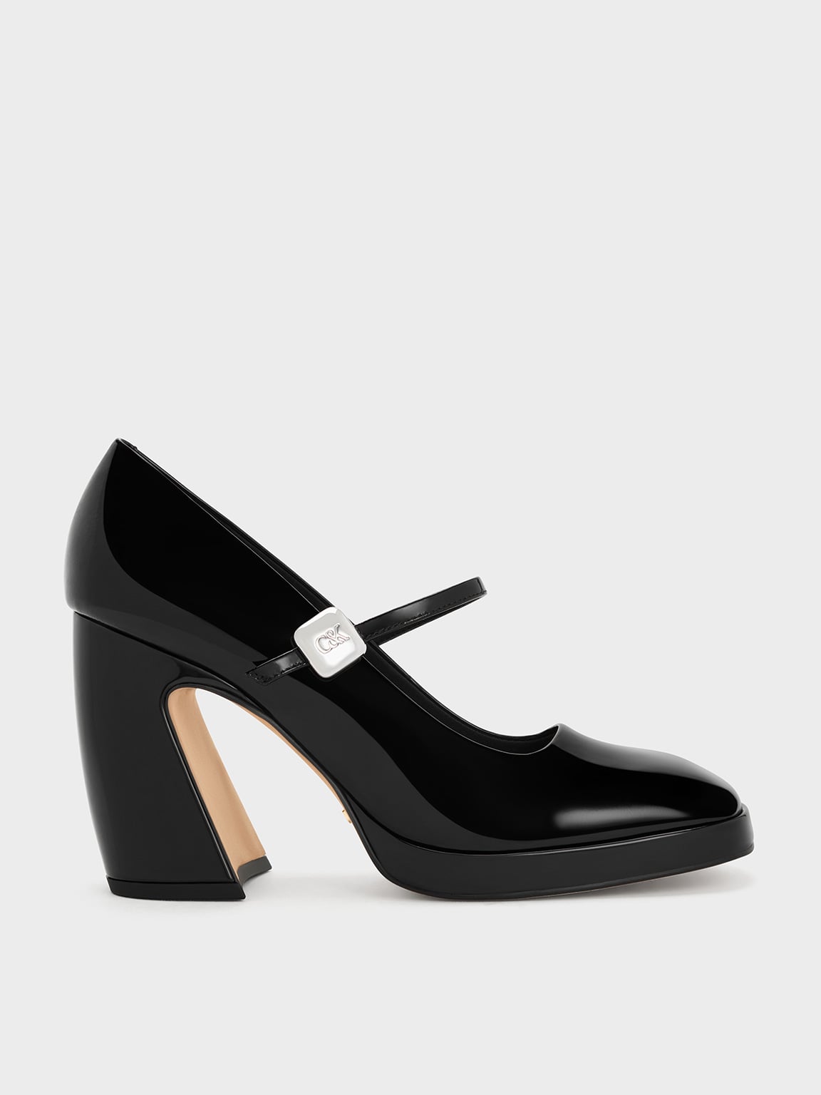 Jyll lakleren platform Mary Janes - Zwart lak - CHARLES & KEITH NL