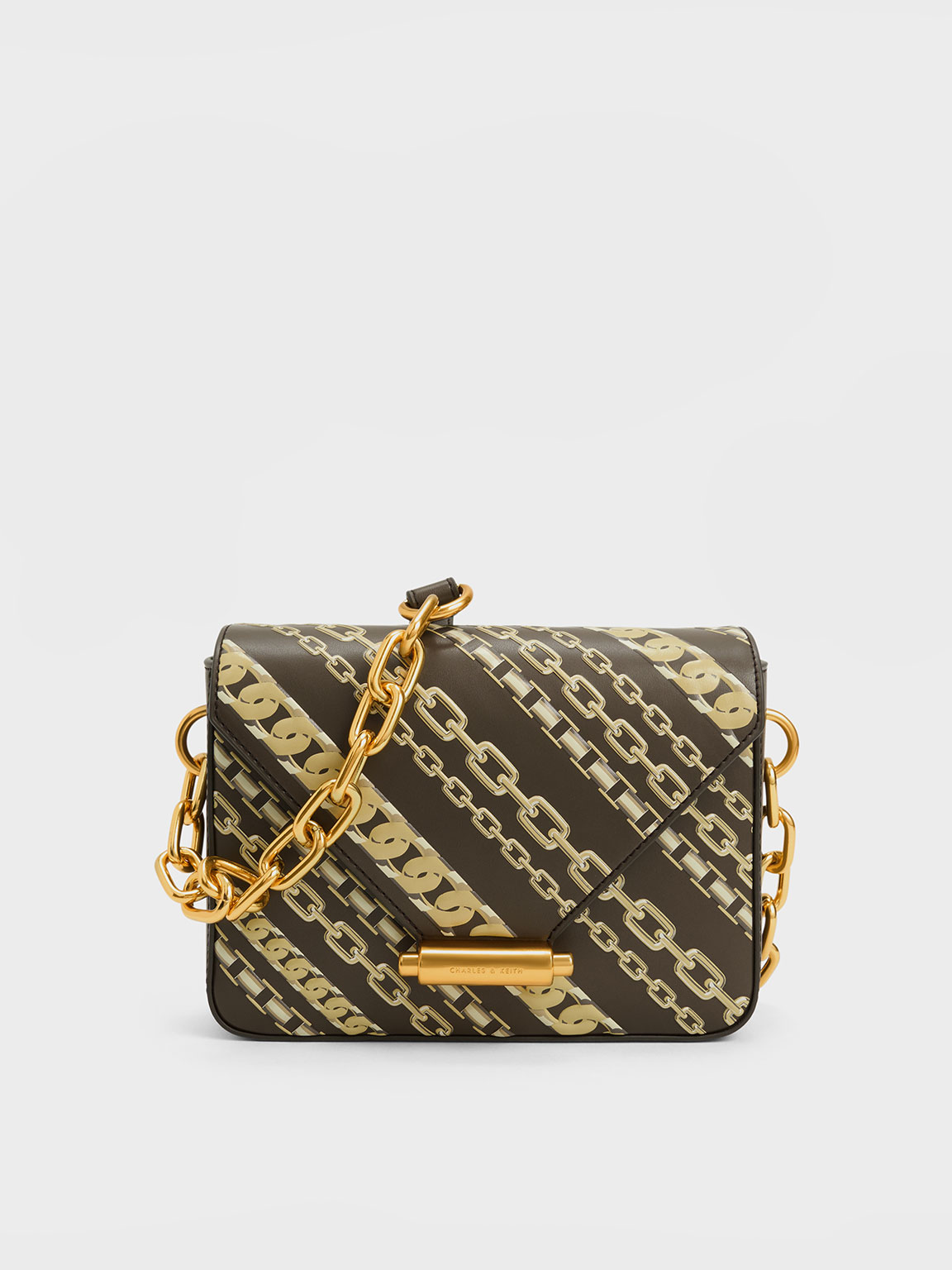 Brown Lola Printed Envelope Crossbody Bag - CHARLES & KEITH IT