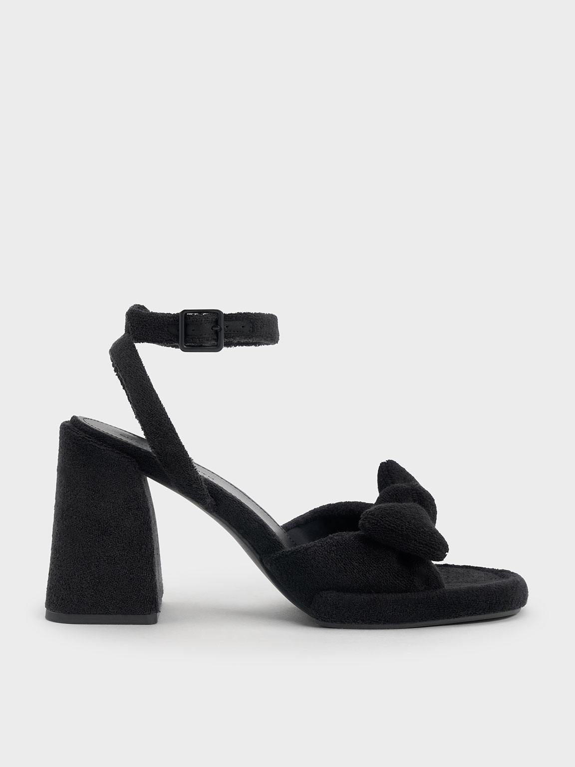 Sandales texturées à nœud et bride de cheville Loey noir texturé - Noir ...