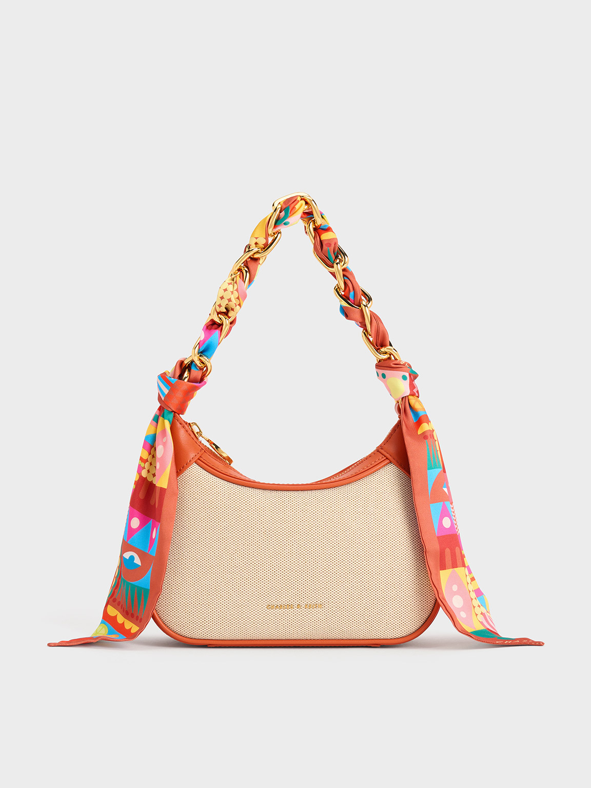 Orange Mini Alcott Scarf Handle Canvas Bag - CHARLES & KEITH BG