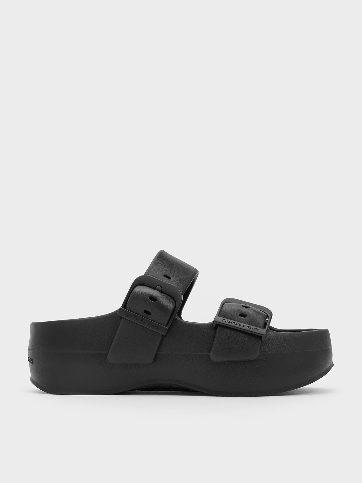 Black Bunsy Double-Strap Sports Sandals - CHARLES & KEITH EE