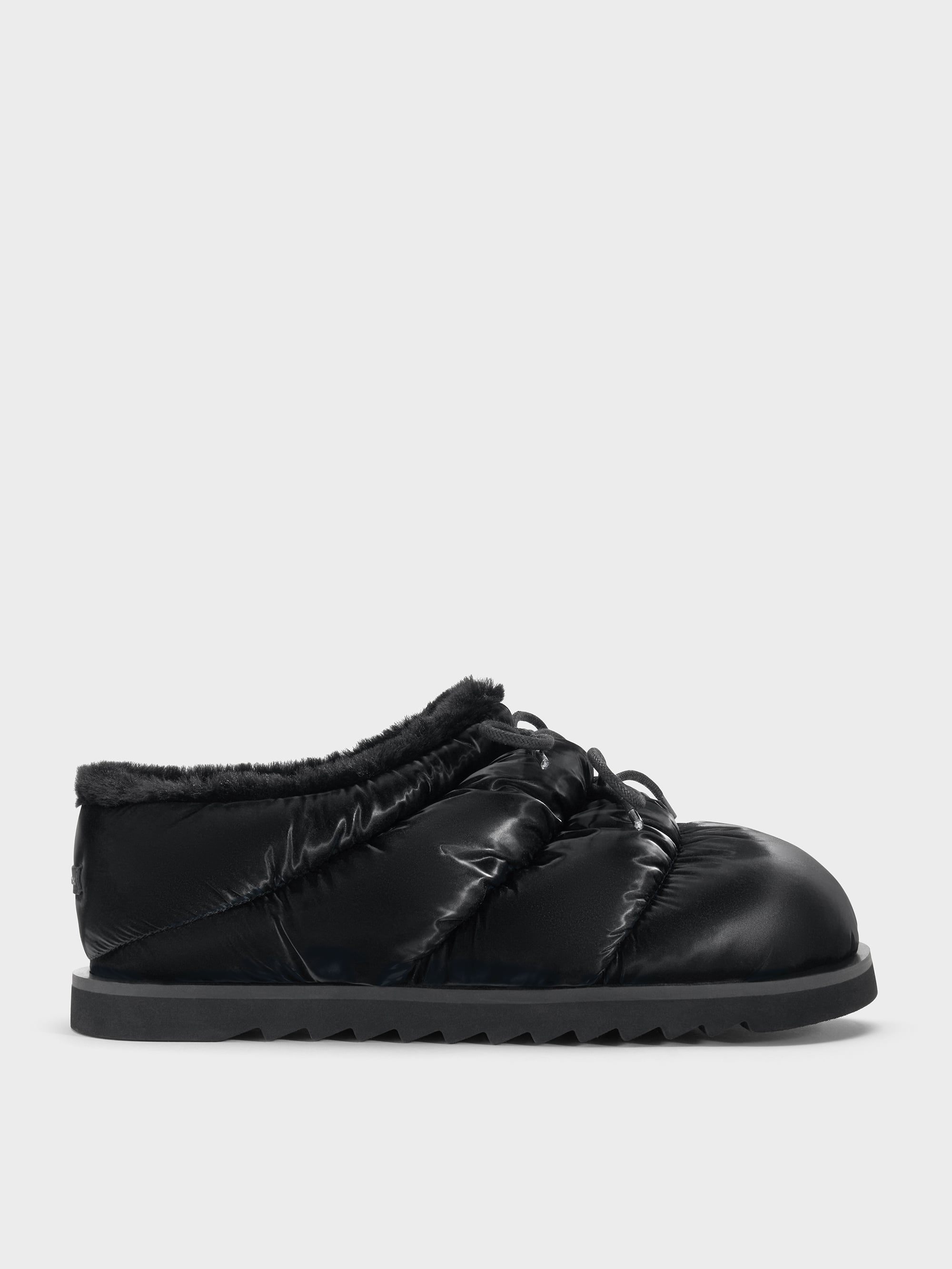 Mules à lacets en nylon bouffantes Egan noir texturé - Noir Texturé ...