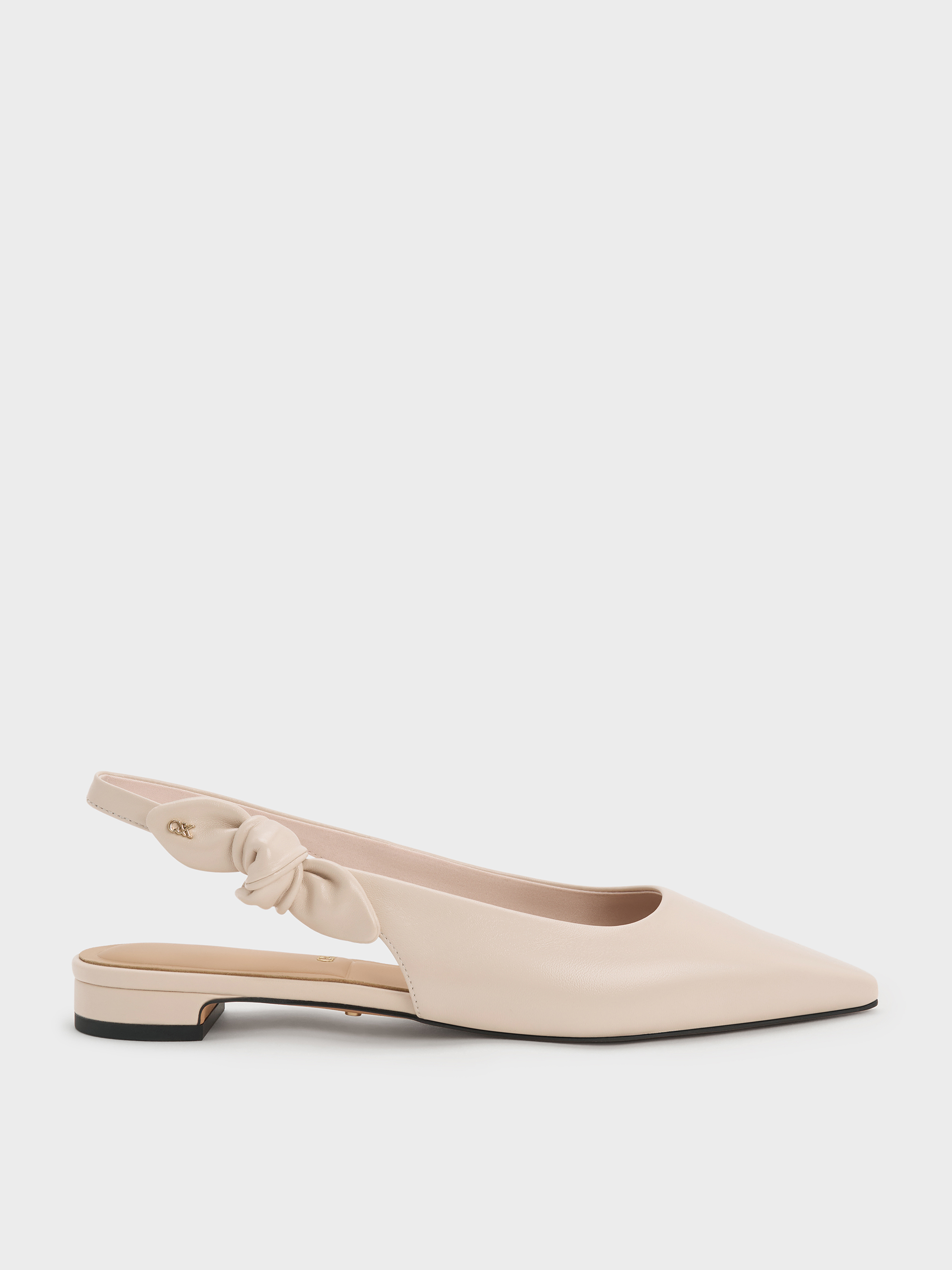 Jayce Slingback-Flats aus Leder und Knoten-Schleife - Hafer - CHARLES ...
