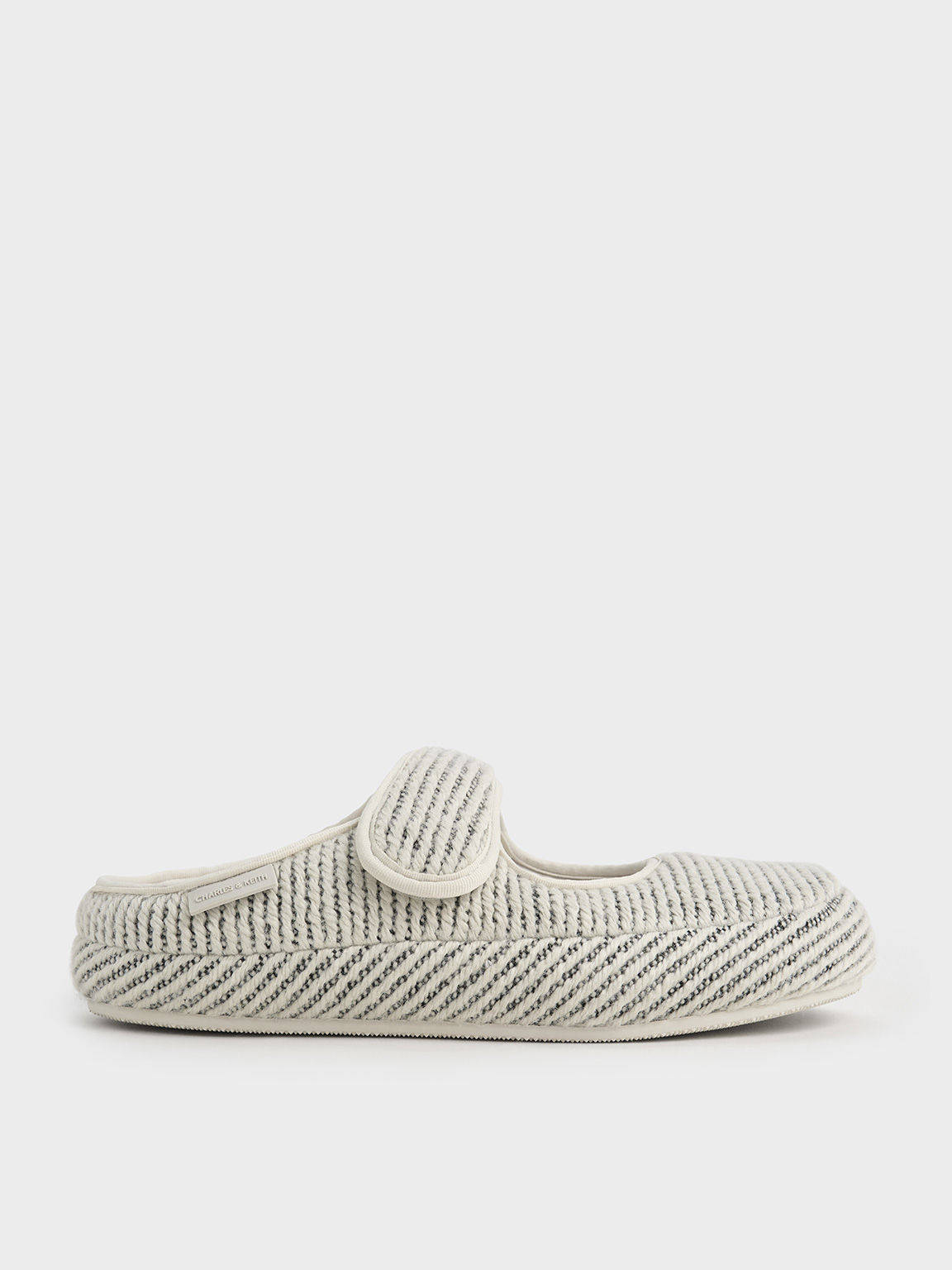 White Lumi Striped Slip-On Flats - CHARLES & KEITH FR