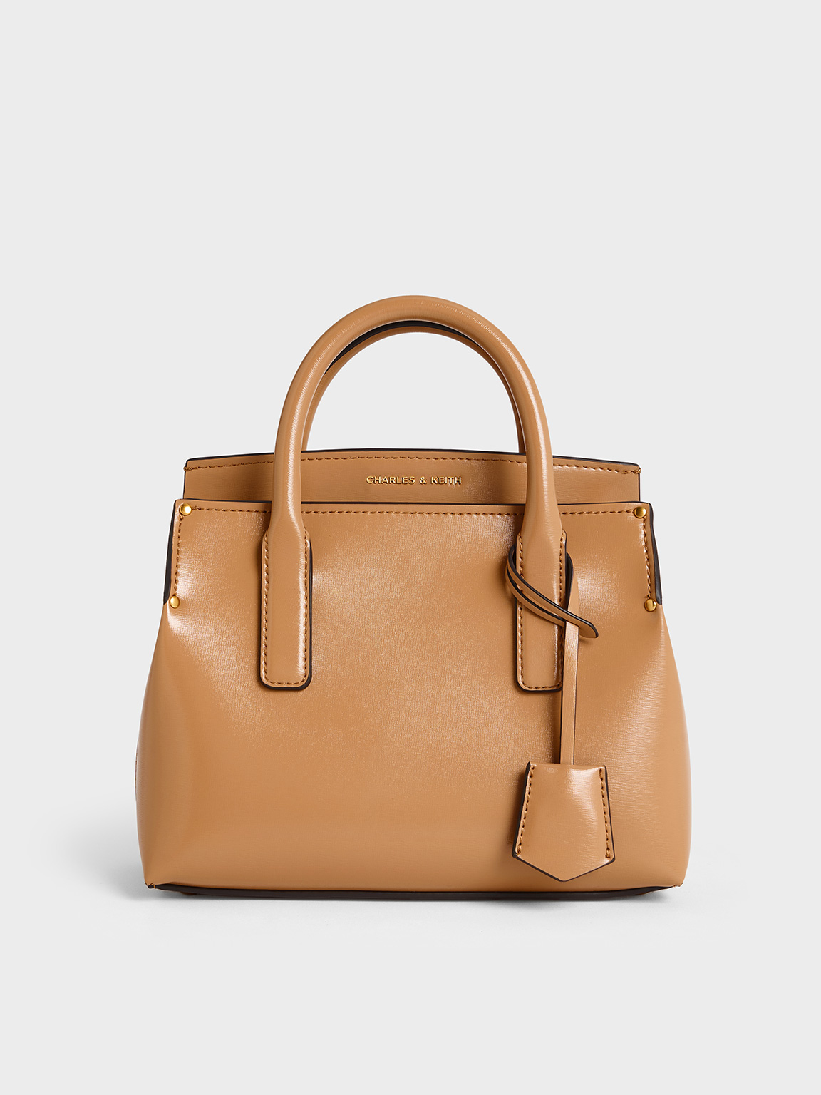 Bolso Rene estructurado con asa superior - Caramelo - CHARLES & KEITH ES