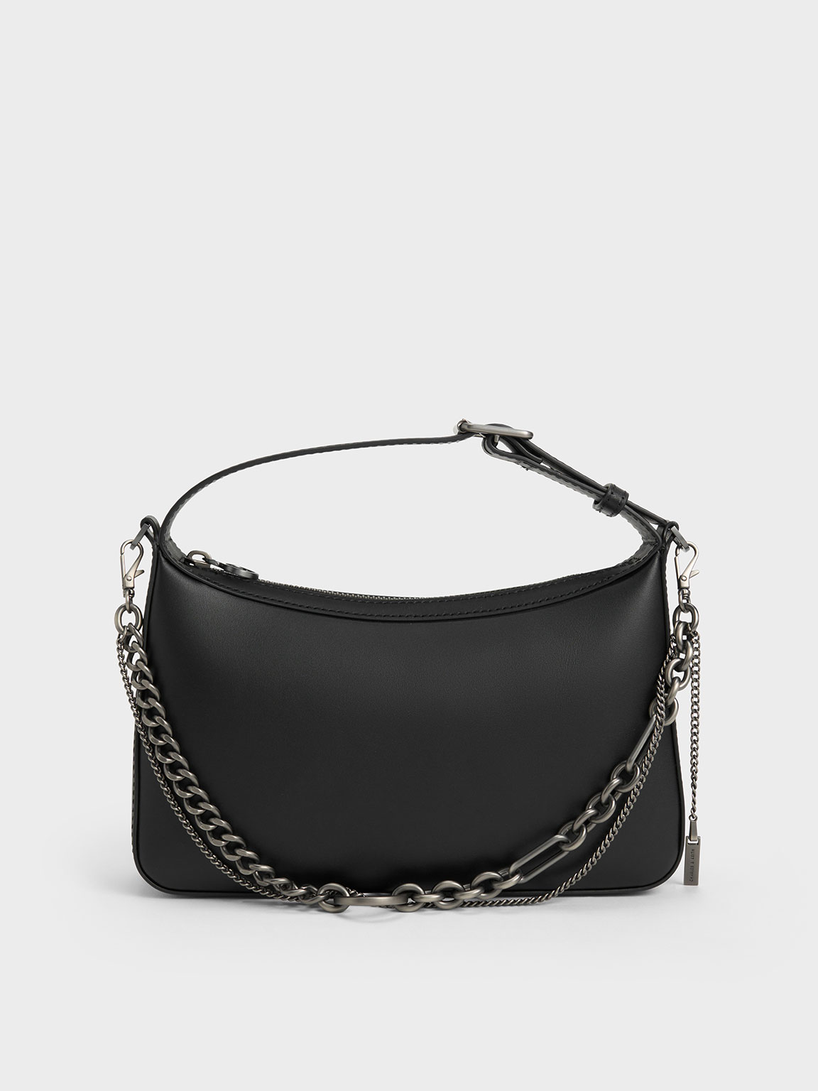 Black Jules Leather Chain-Embellished Bag - CHARLES & KEITH CH