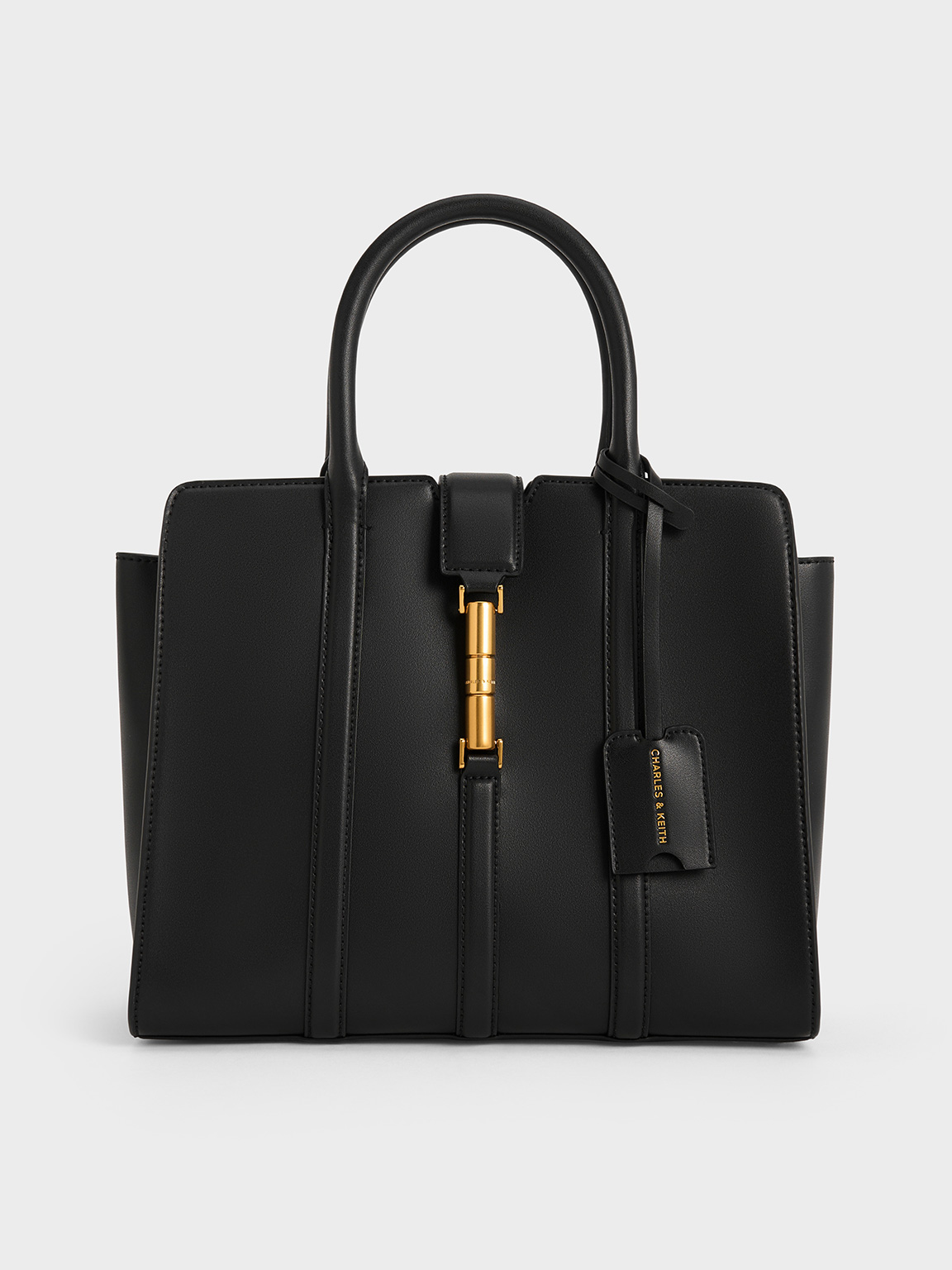 Black Large Cesia Metallic Accent Tote Bag - CHARLES & KEITH DK