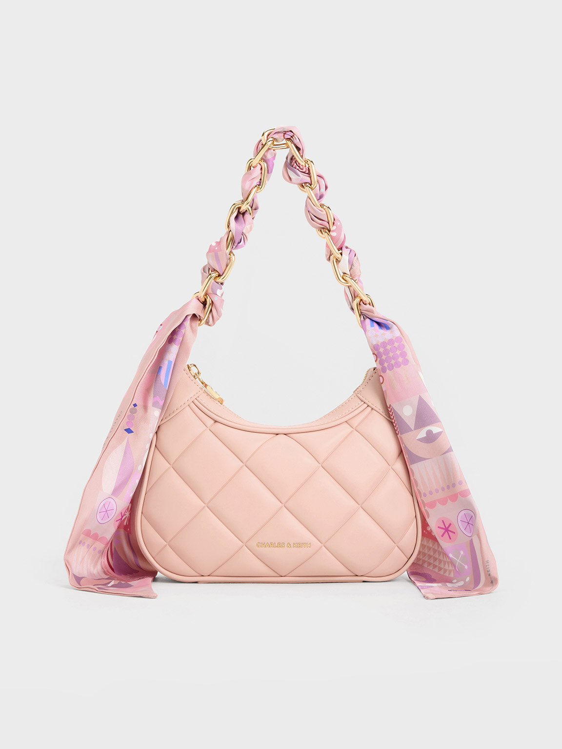 Pink Mini Alcott Scarf Handle Quilted Bag - CHARLES & KEITH CH
