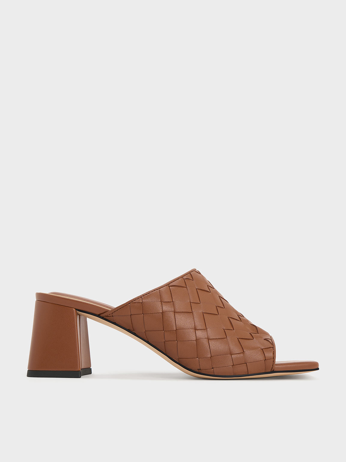 Mules tissées à talon et bout carré marron - CHARLES & KEITH FR