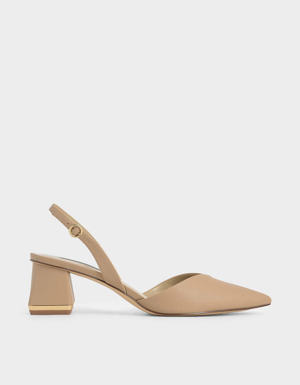 Sand Katarina Trapeze Heel Slingback Pumps - CHARLES & KEITH BE