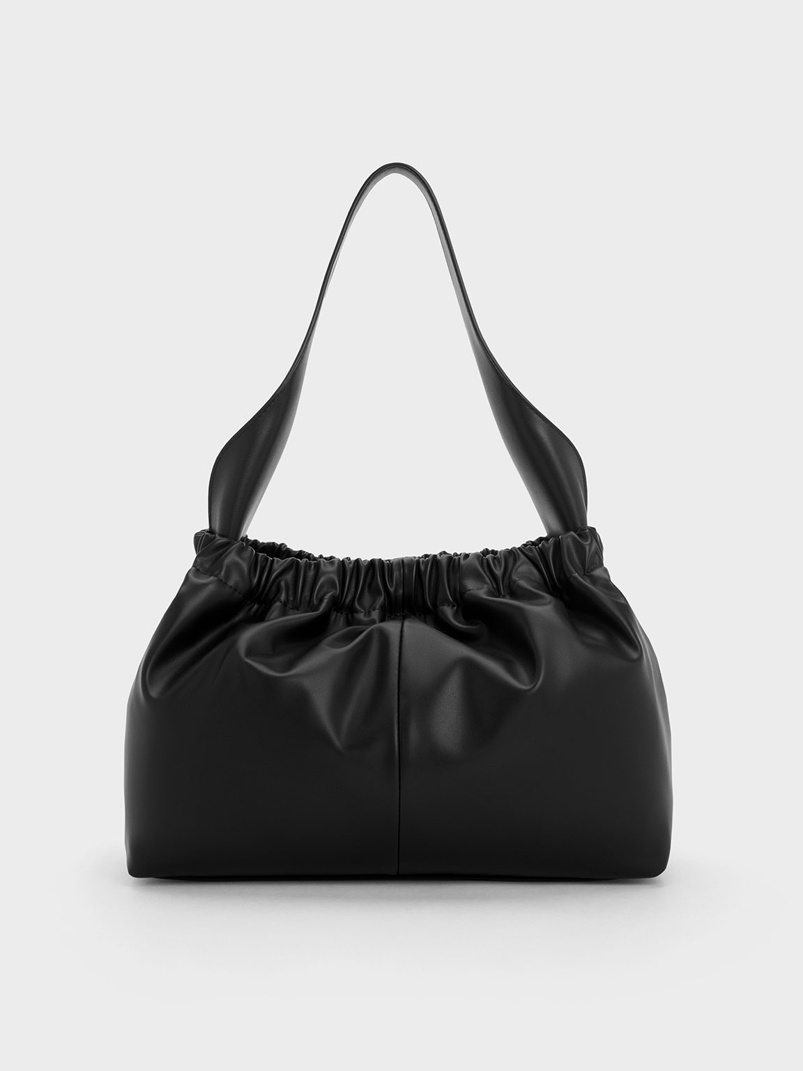 Noir Large Ally Ruched Slouchy Bag - CHARLES & KEITH CH