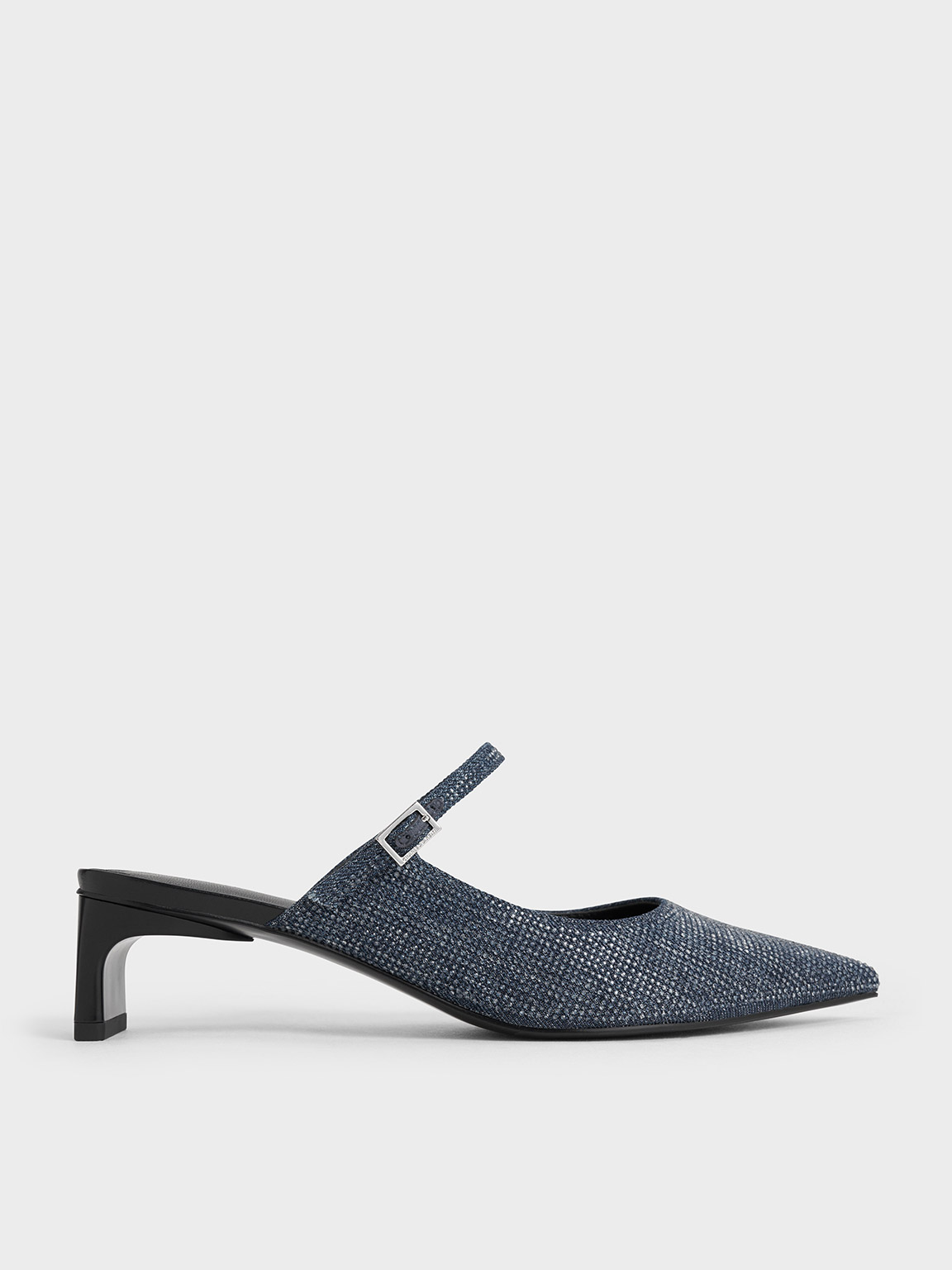 Blue Gem-Embellished Blade Heel Mules - CHARLES & KEITH NO