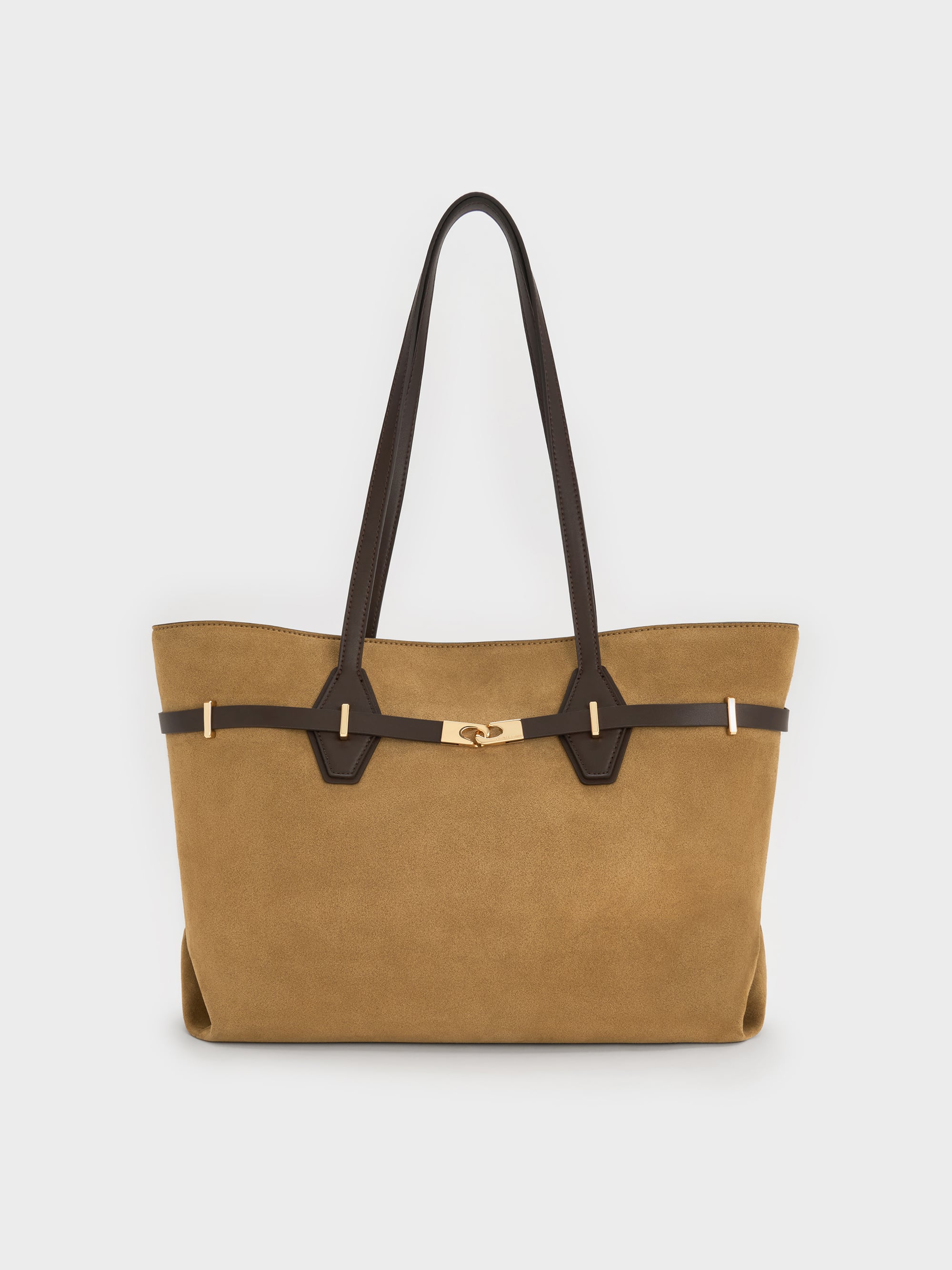Sac cabas en suède recyclé à double poignée et boucle Arlet sahara ...