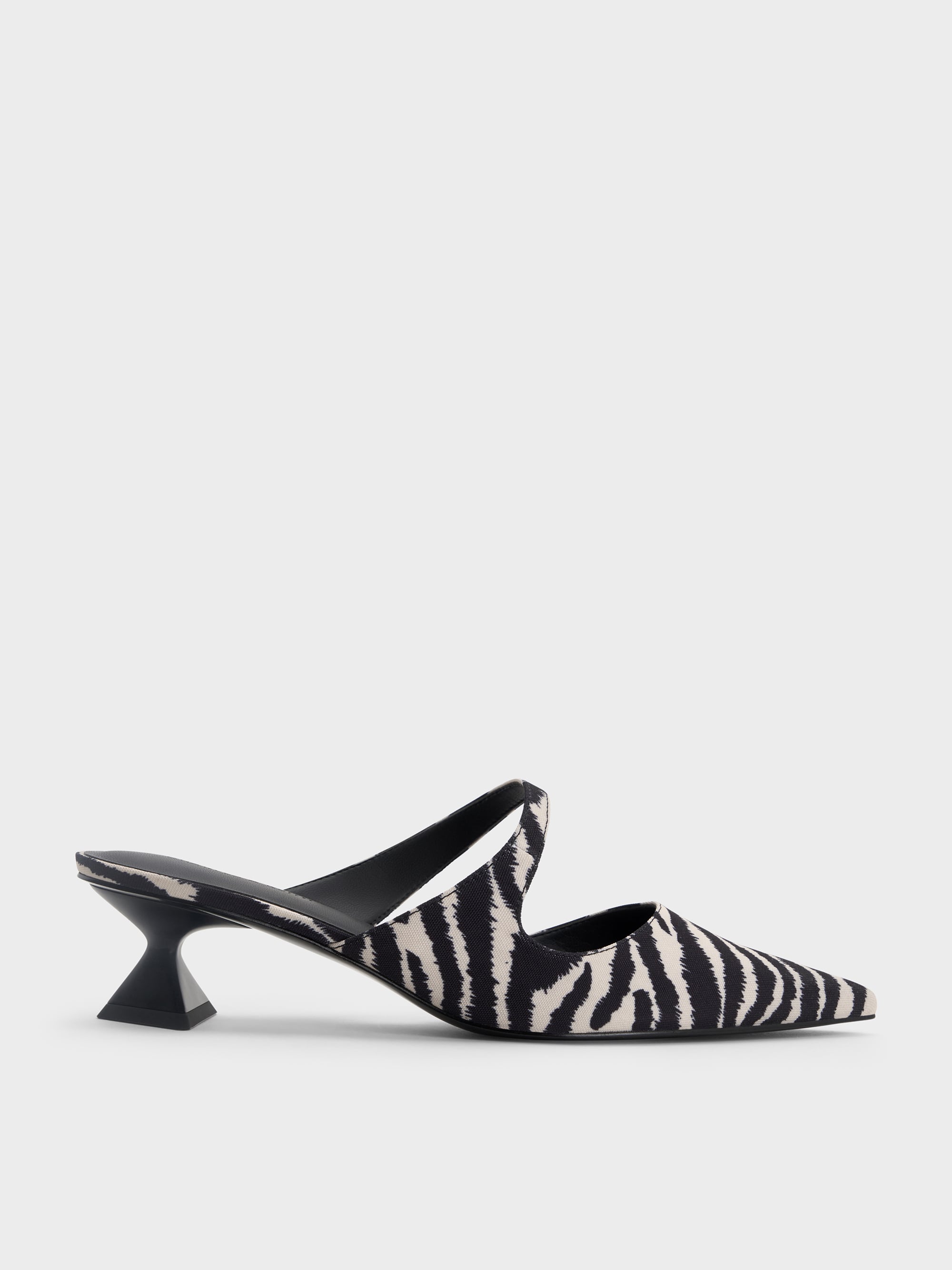 Animal Print White Vada Zebra-Print Asymmetric Sculptural Heel Pumps ...