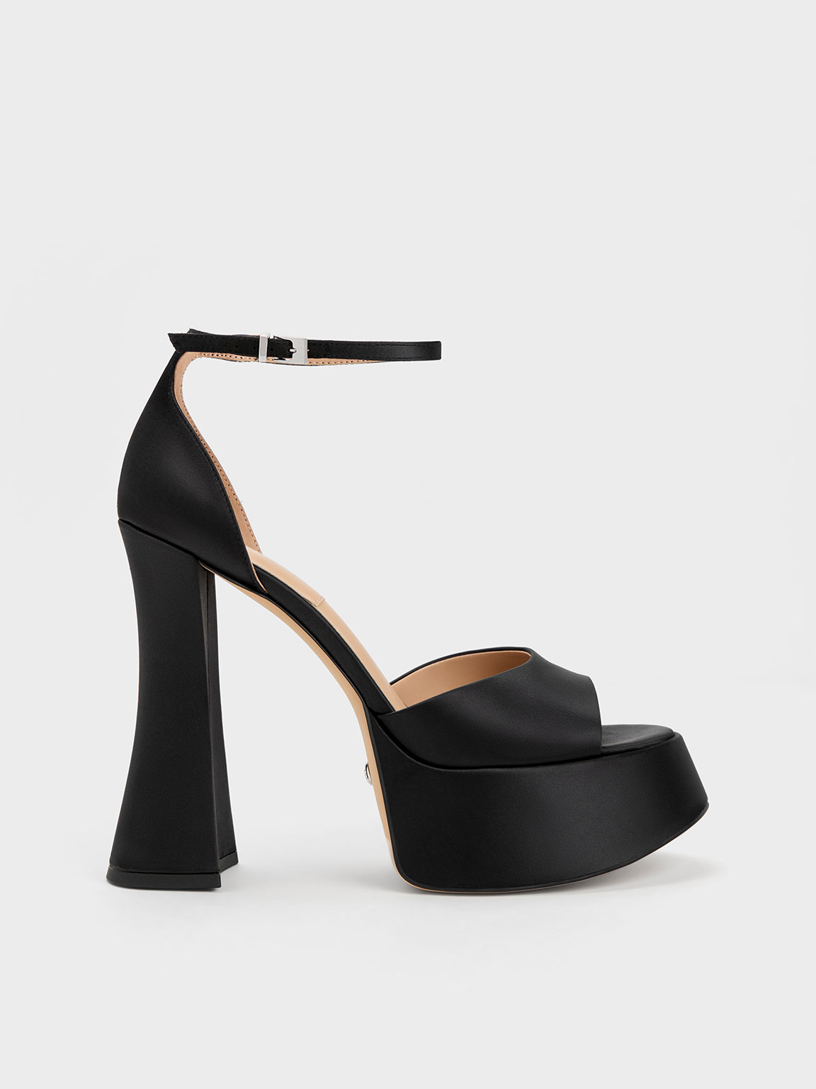 Black Michelle Recycled Polyester Platform Sandals - CHARLES & KEITH SI