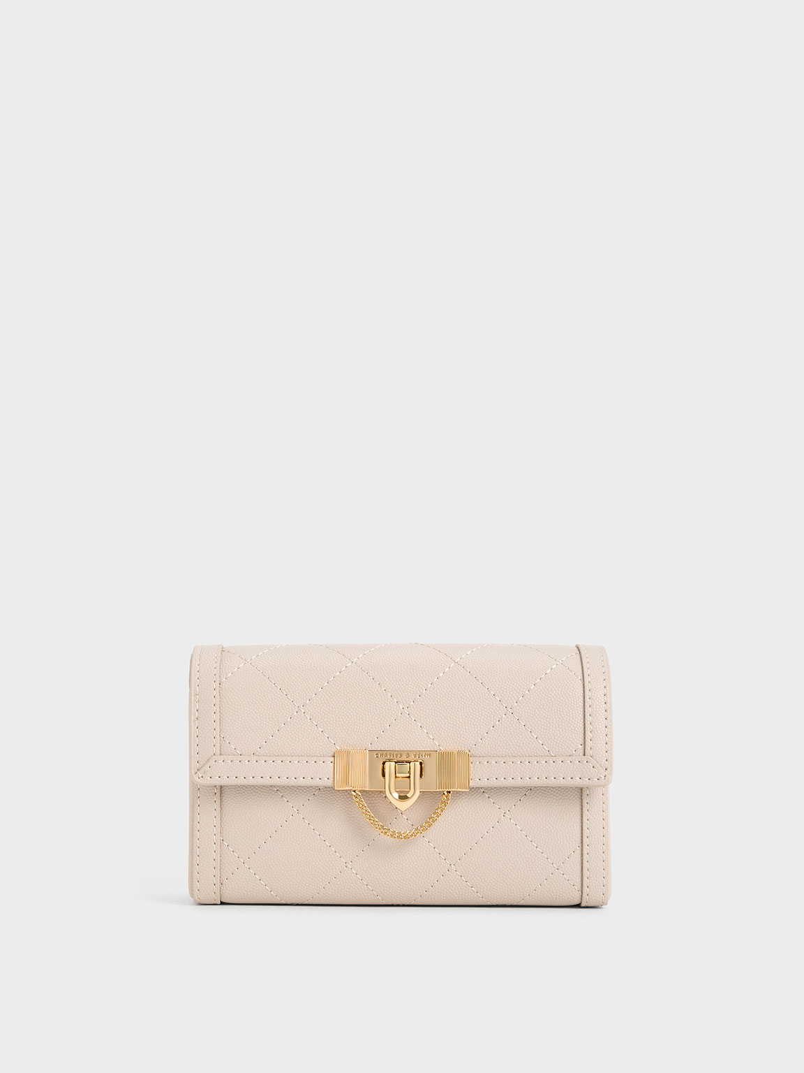 Oat Tallulah Quilted Push-Lock Clutch - CHARLES & KEITH GR