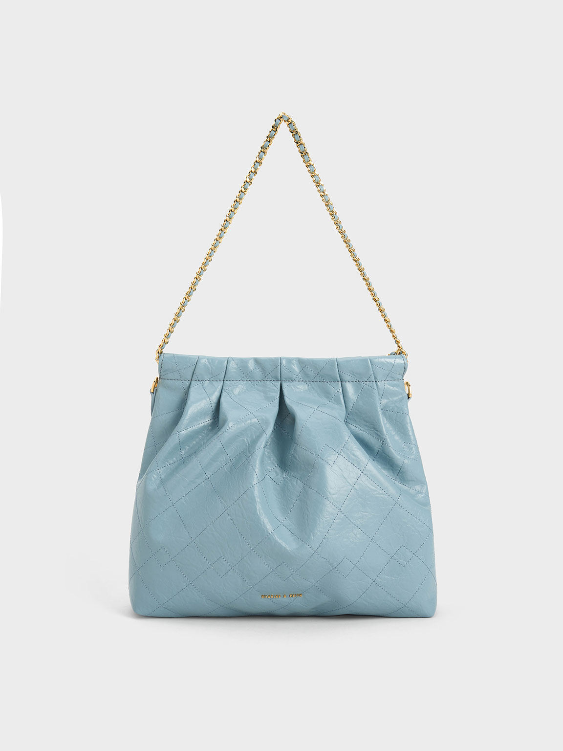 Slate Blue Duo Double Chain Hobo Bag - CHARLES & KEITH PT