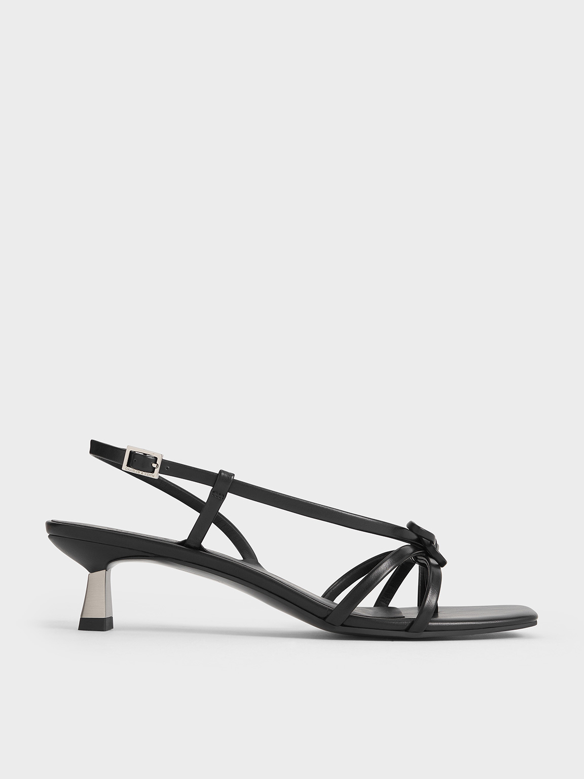Black Bow Strappy Heeled Thong Sandals - CHARLES & KEITH DK