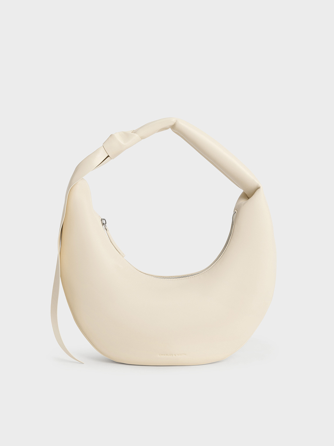 Chalk Mini Toni Knotted Crescent Hobo Bag - CHARLES & KEITH DK