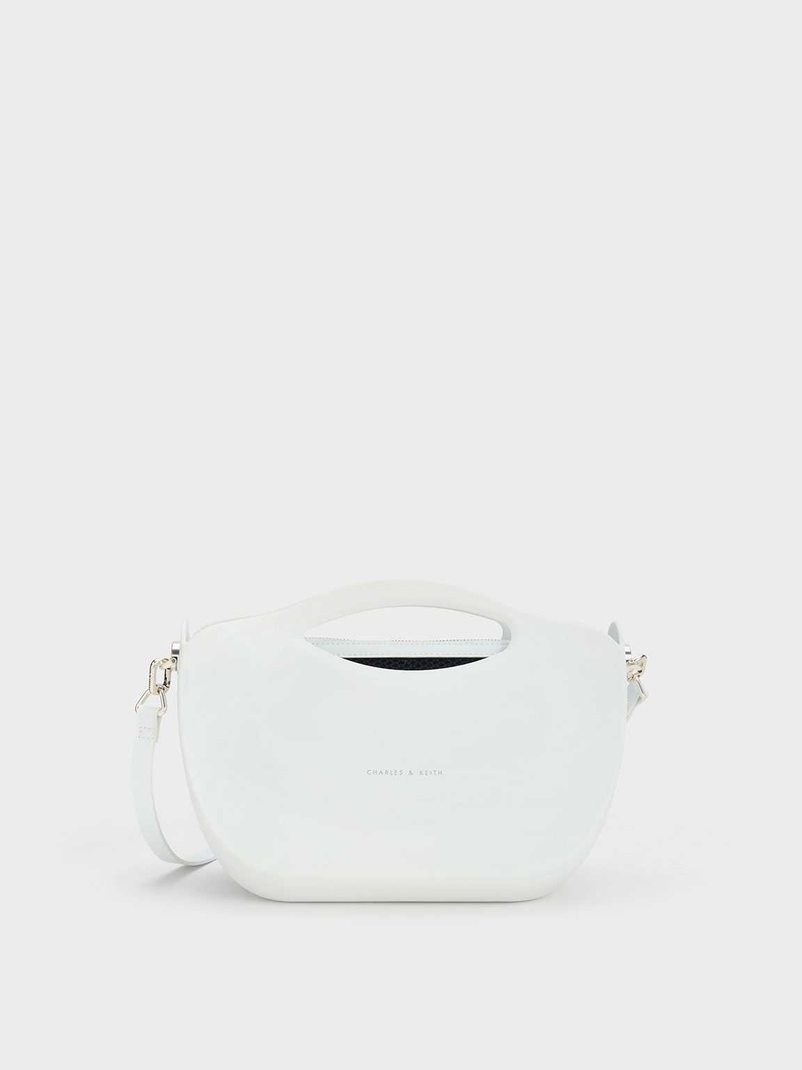 White Cocoon Curved Handle Bag - CHARLES & KEITH CZ